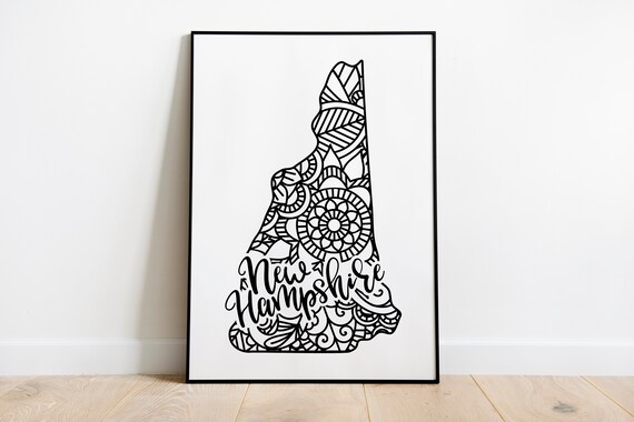 New Hampshire Mandala Printable Poster NH Decor New - Etsy