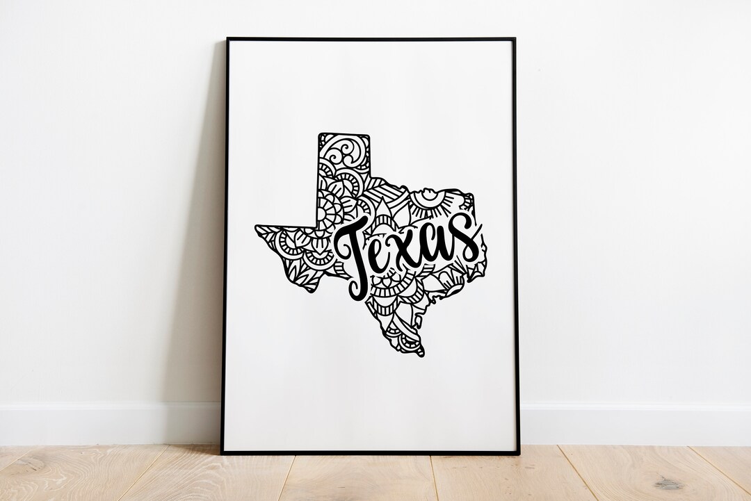 Texas Mandala Printable Poster, Texas Decor, Texas Print, Texas Wall ...