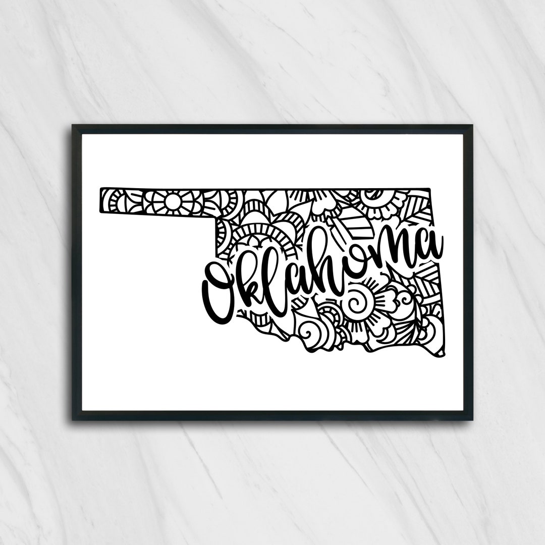 Oklahoma Mandala Printable Poster, Oklahoma Decor, OK Print, Oklahoma ...