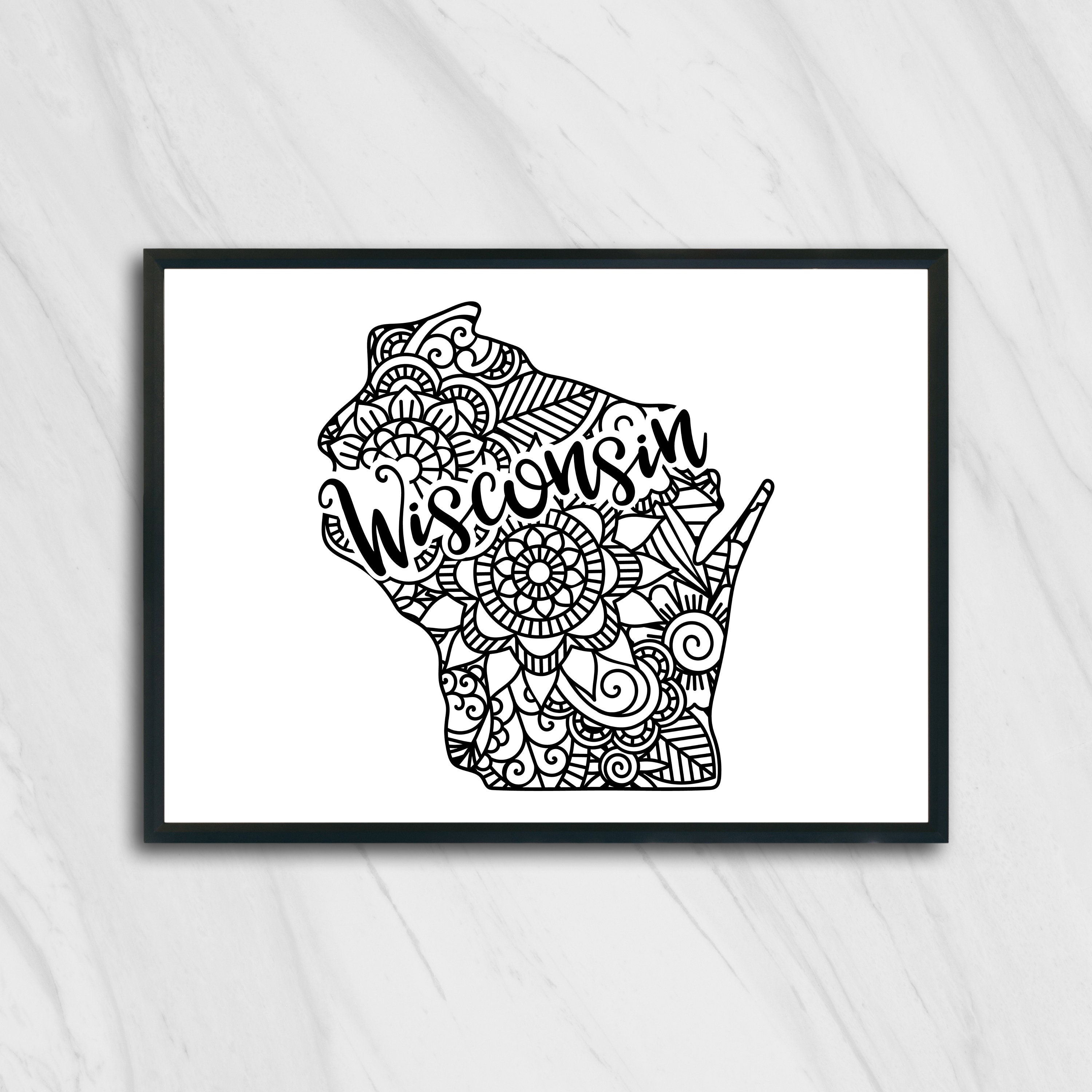Wisconsin Mandala Printable Poster, Wisconsin Decor, Wisconsin Print ...