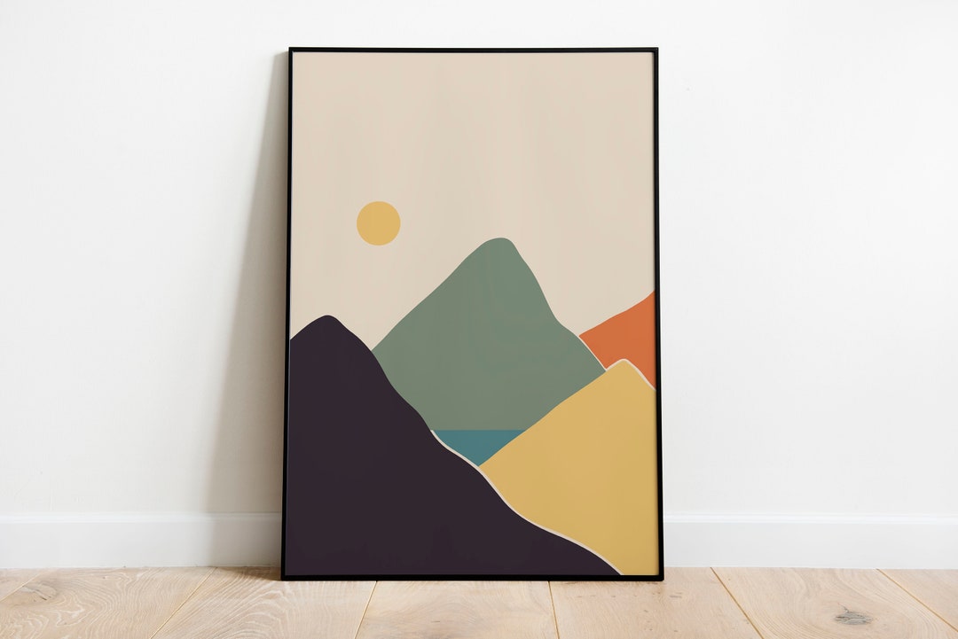 Boho Mountain Range Landscape Print, Home Decor, Simple Print, Home ...
