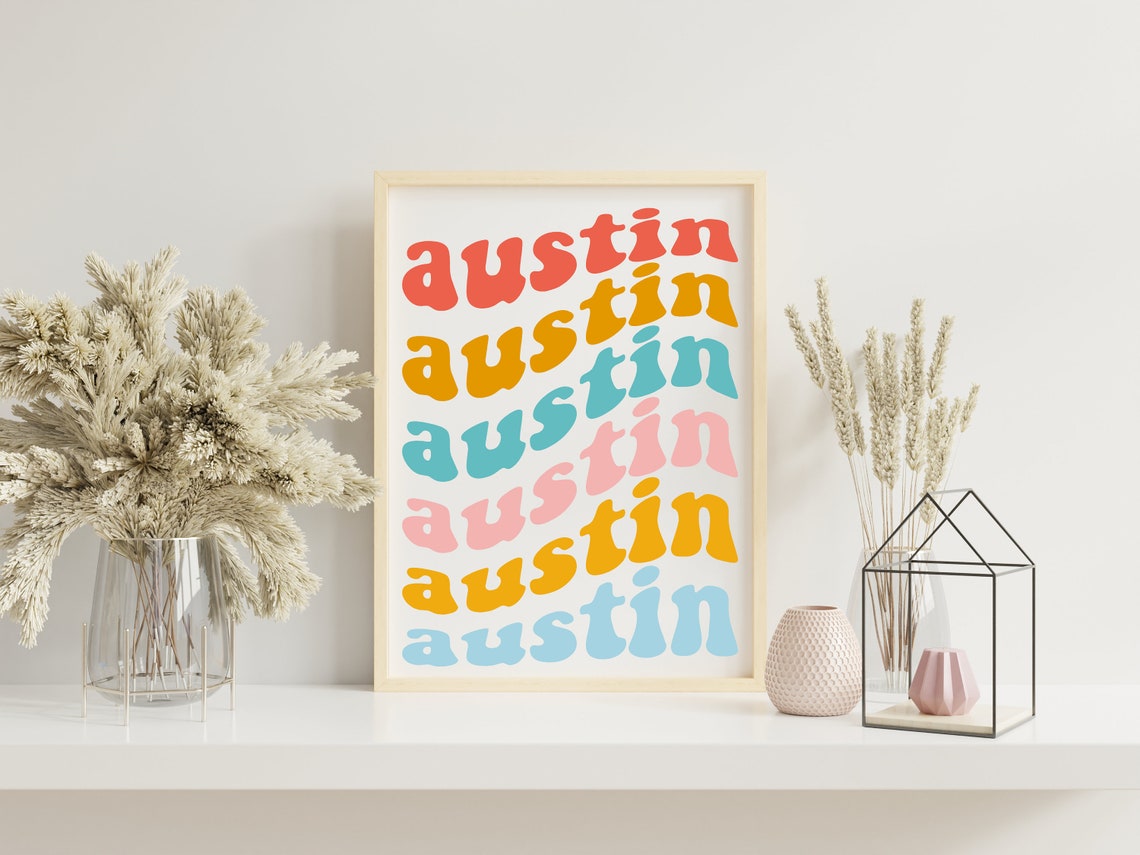 Austin Texas City Name Poster Retro Austin Wall Art Austin - Etsy