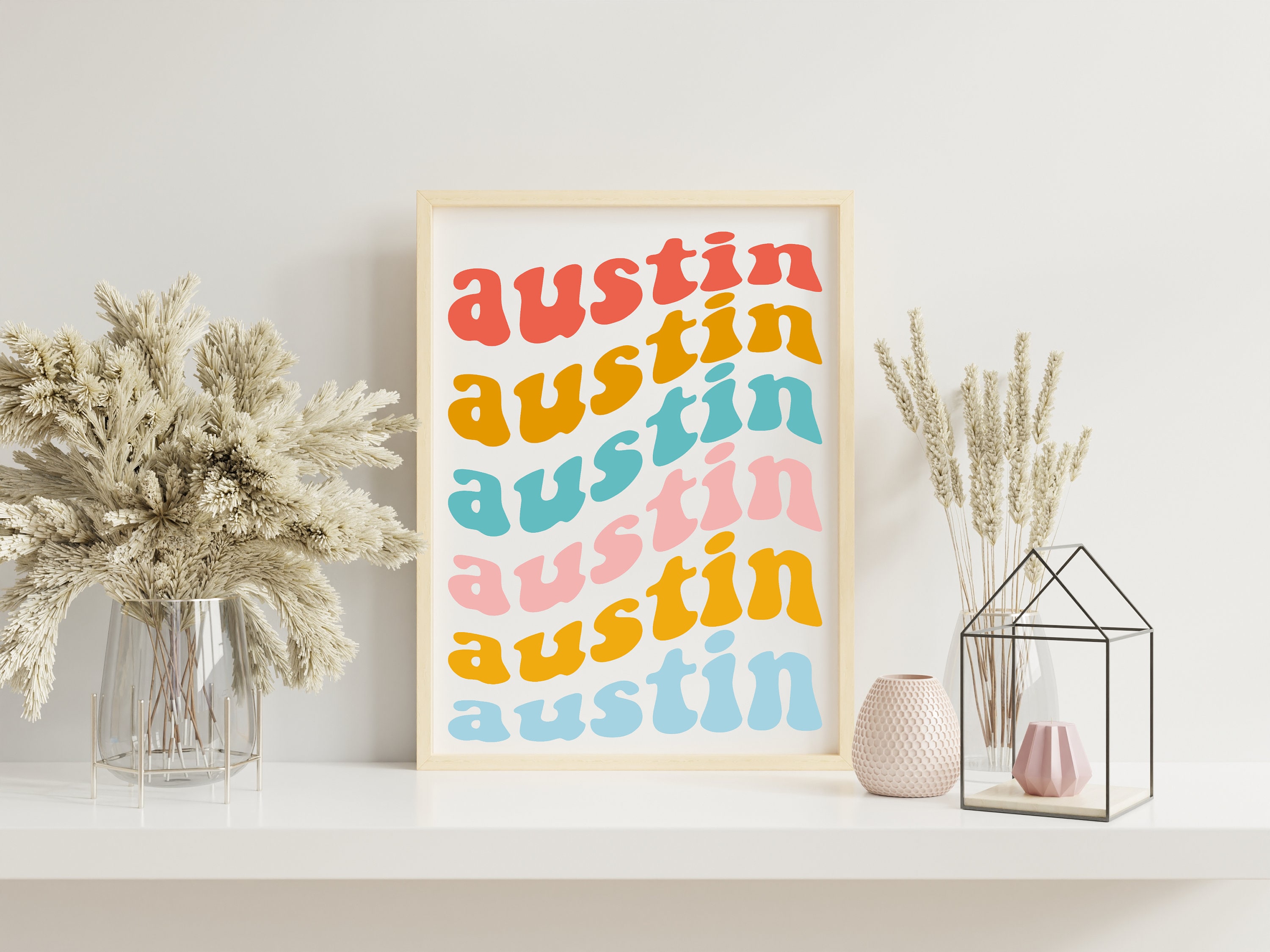 Austin Texas City Name Poster Retro Austin Wall Art Austin - Etsy