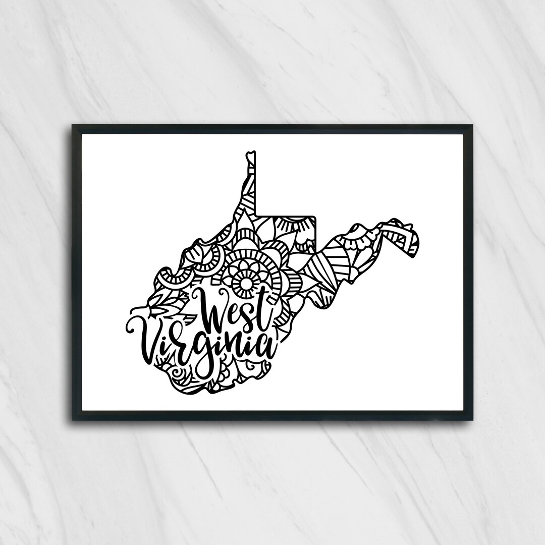 West Virginia Mandala Printable Poster, WV Decor, WV Print, WV Wall Art ...