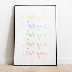 Pastel Rainbow I Love You Print, Nursery Printable, Playroom Poster ...