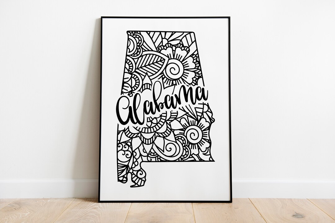 Alabama Mandala Printable Poster, Alabama Decor, Alabama Print, Alabama ...