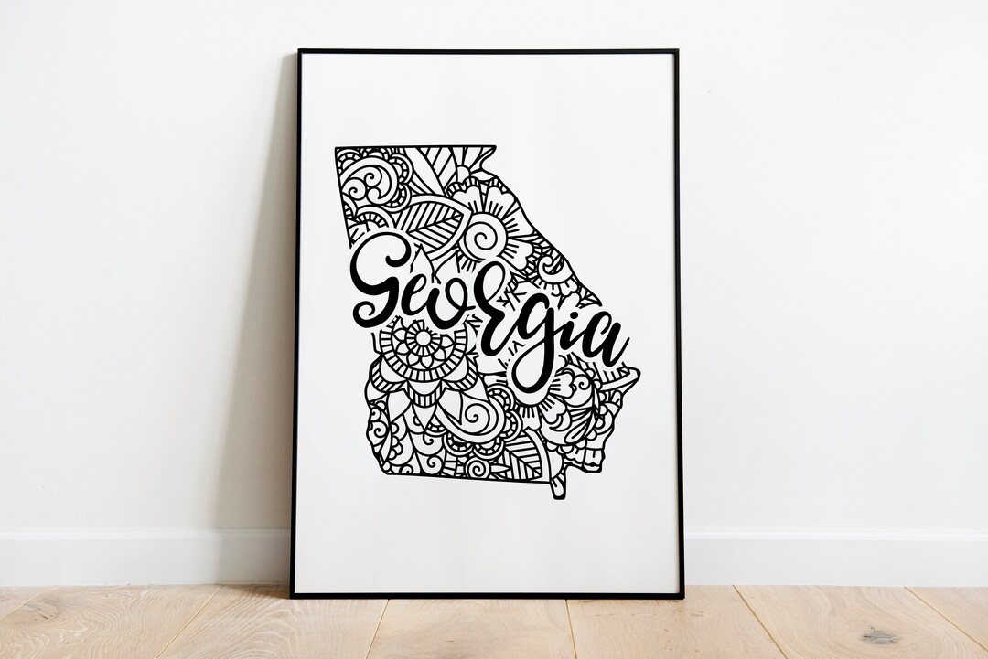 Georgia Mandala Printable Poster, Georgia Decor, Georgia Print, Georgia ...