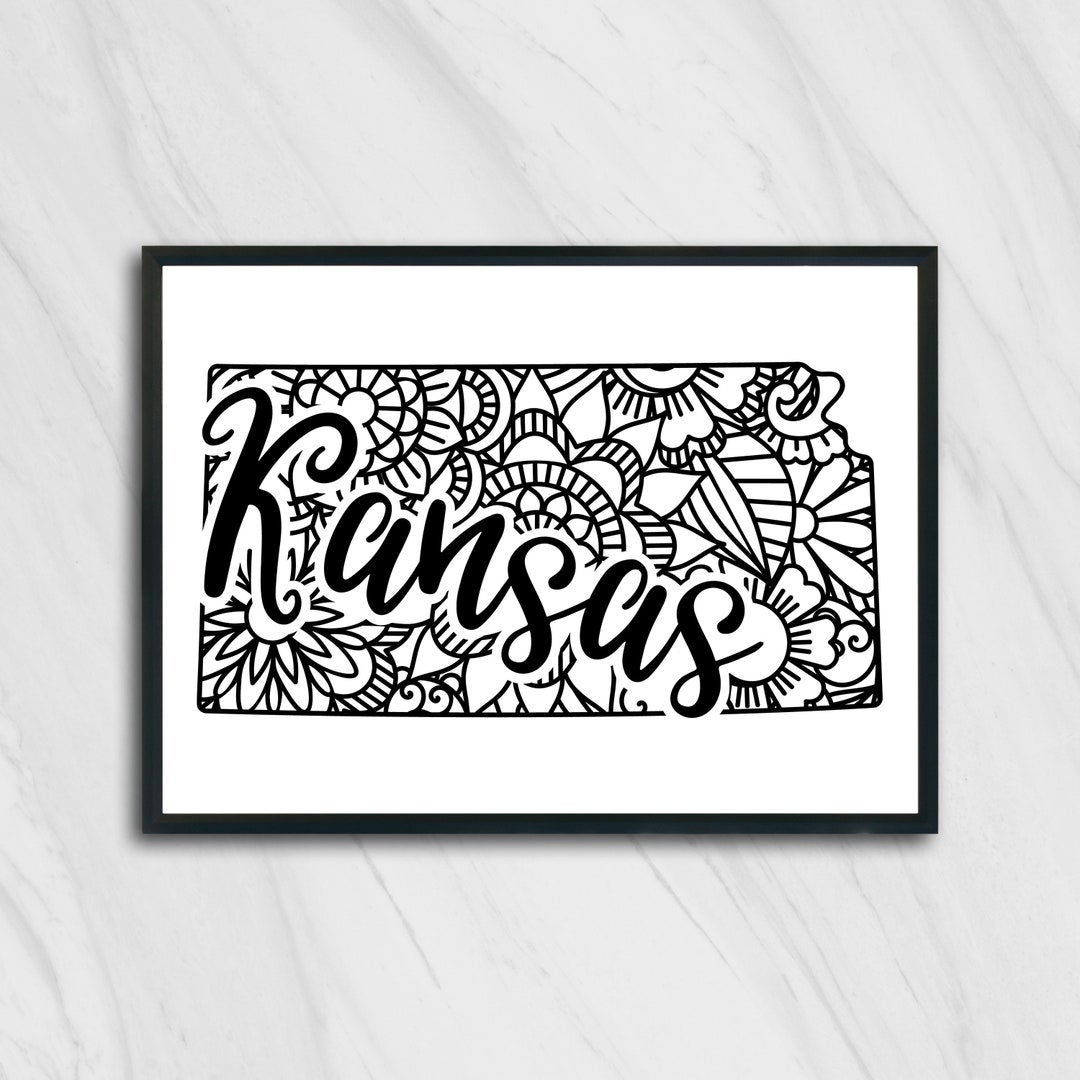 Kansas Mandala Printable Poster, Kansas Decor, Kansas Print, Kansas ...