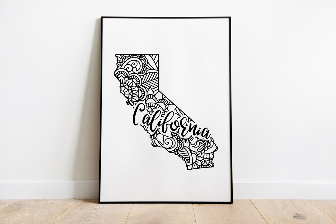 California Mandala Printable Poster, California Decor, Cali Print, Cali ...