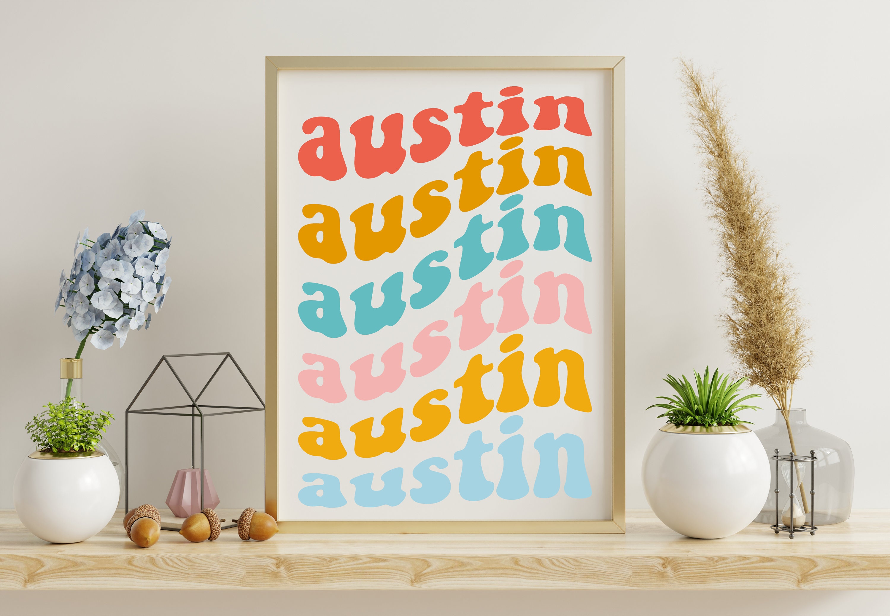 Austin Texas City Name Poster, Retro Austin Wall Art, Austin Texas ...
