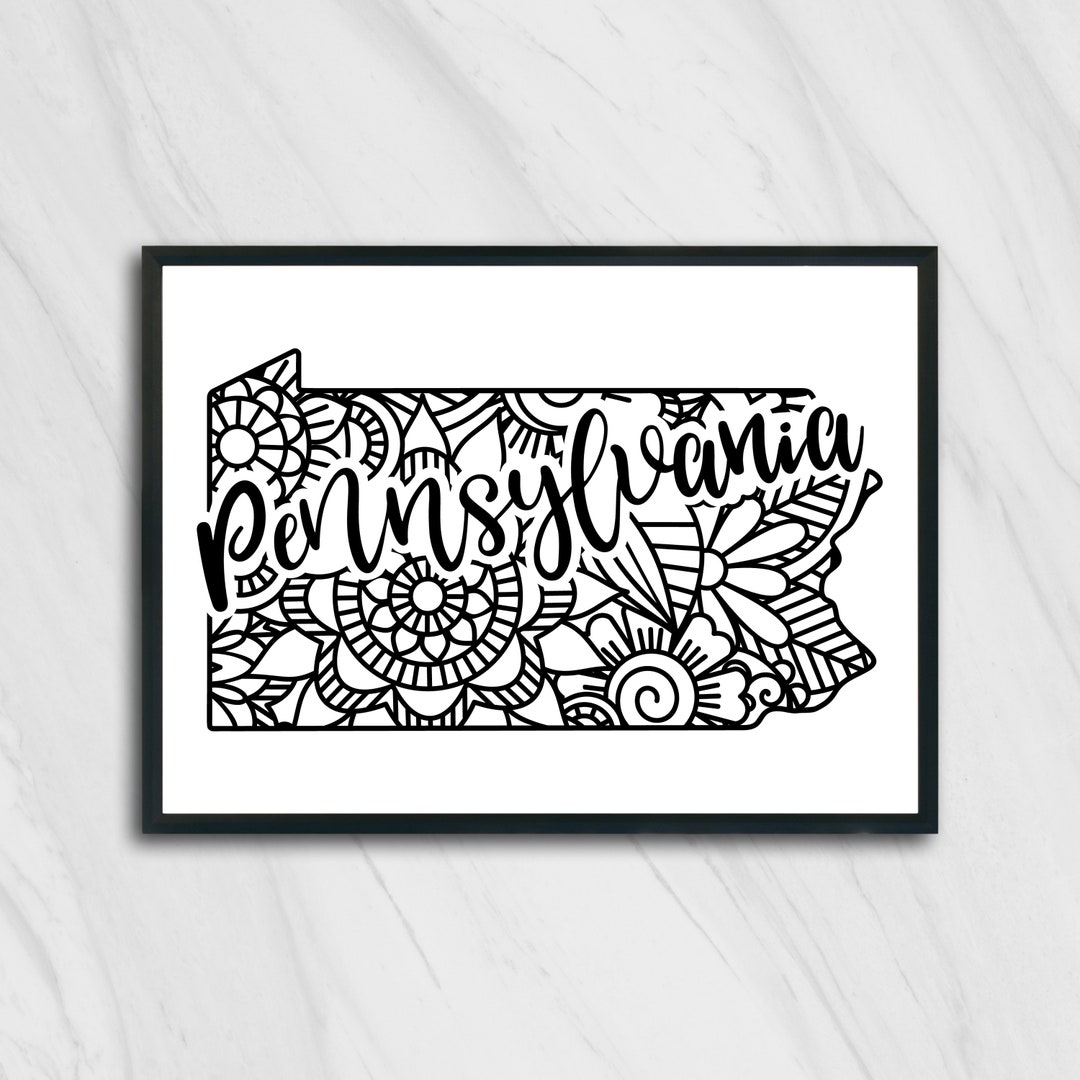Pennsylvania Mandala Printable Poster, PA Decor, Pennsylvania Print, PA ...