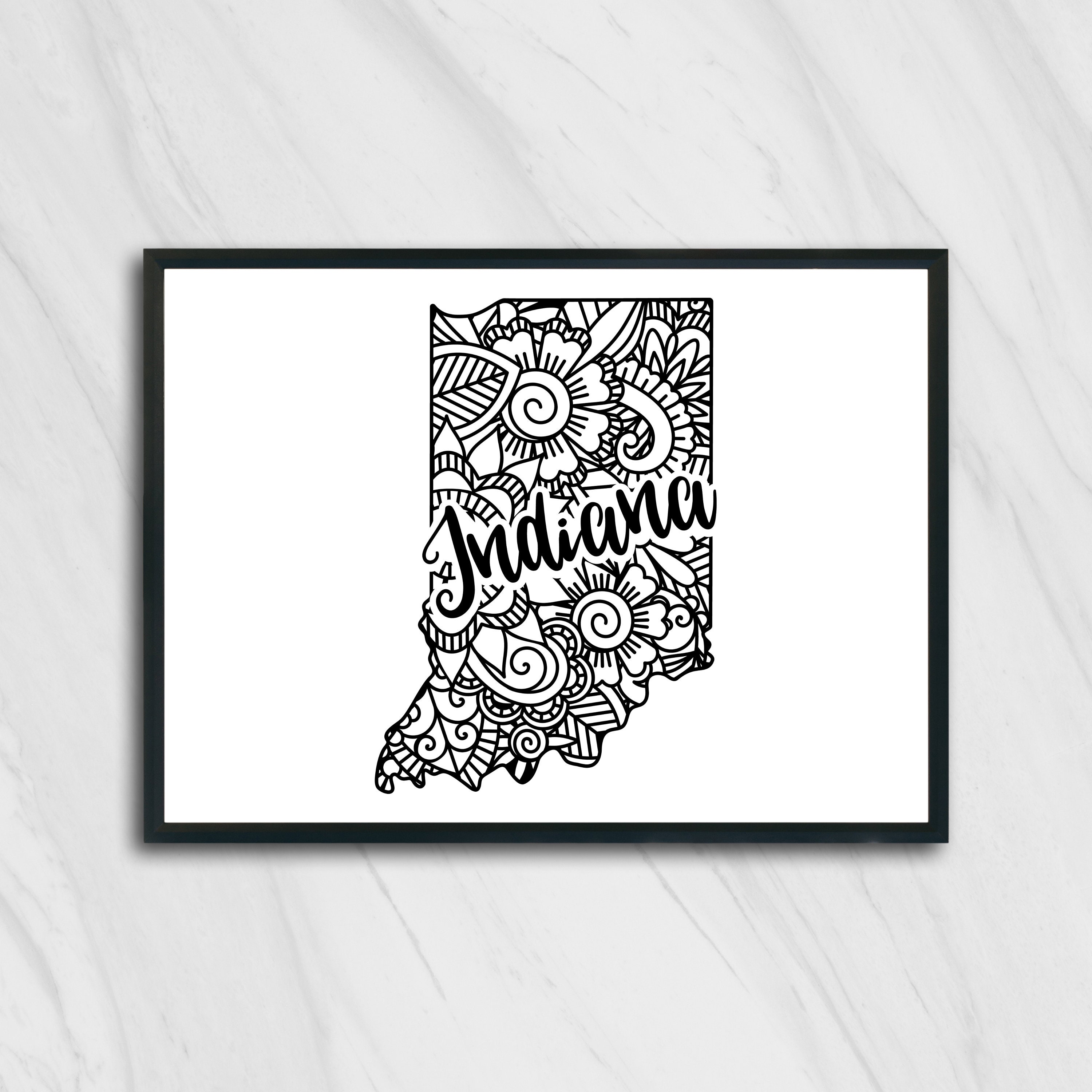 Indiana Mandala Printable Poster, Indiana Decor, Indiana Print, Indiana ...