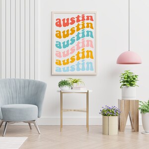 Austin Texas City Name Poster, Retro Austin Wall Art, Austin Texas ...