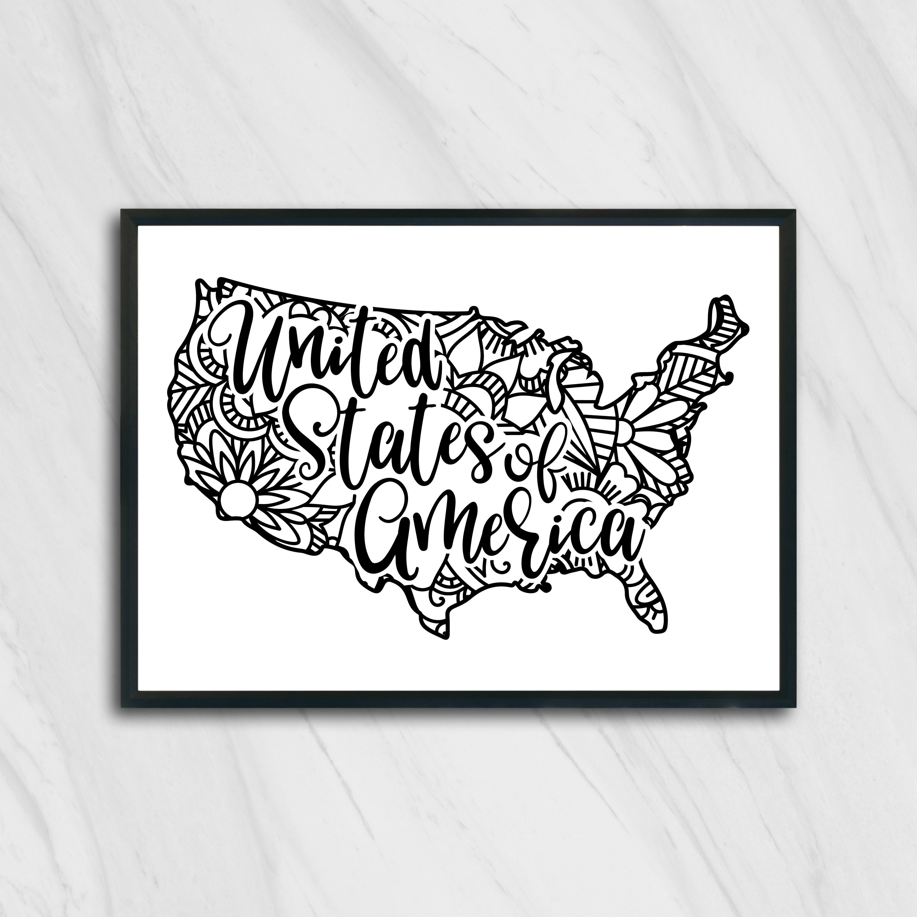 USA Mandala Printable Poster, United States Decor, USA Print, USA Wall ...