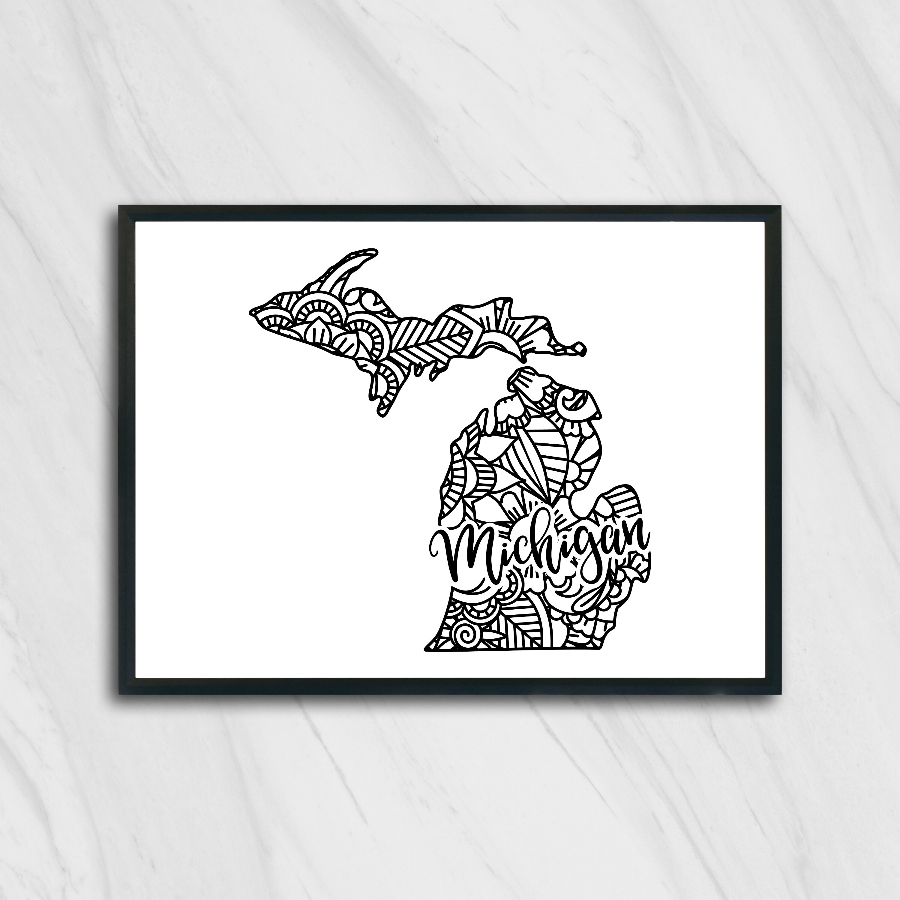 Michigan Mandala Printable Poster, Michigan Decor, MI Print, Michigan ...