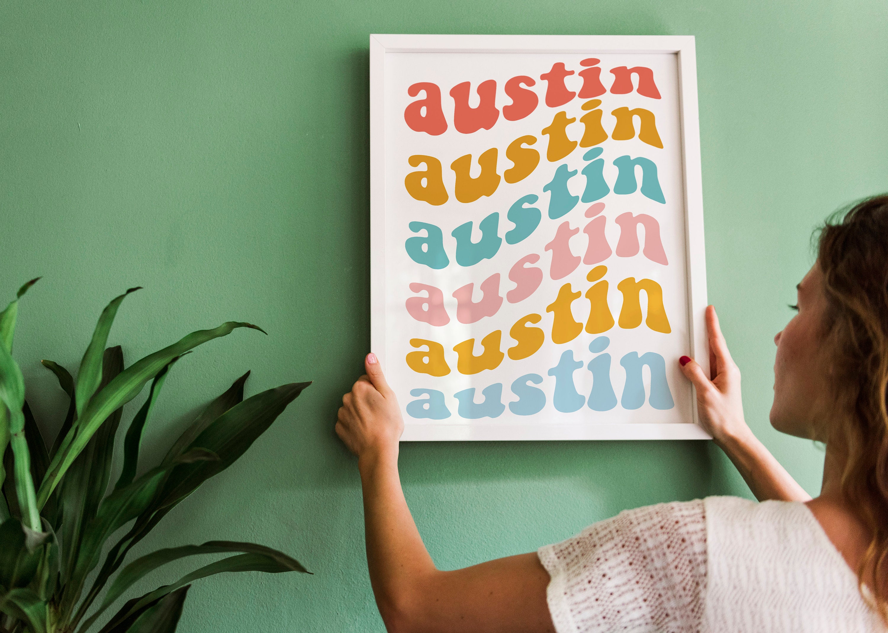 Austin Texas City Name Poster Retro Austin Wall Art Austin - Etsy