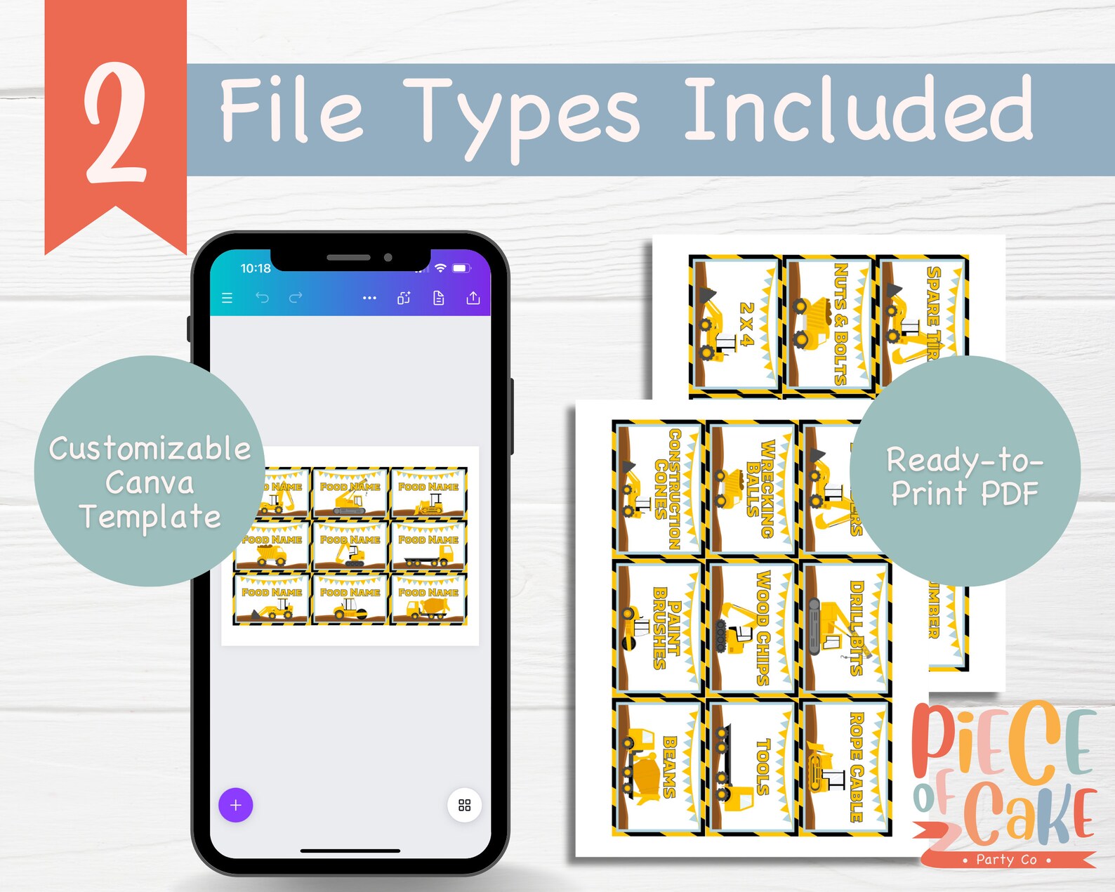 Construction Birthday Boy Food Signs, Excavator Birthday Party ...