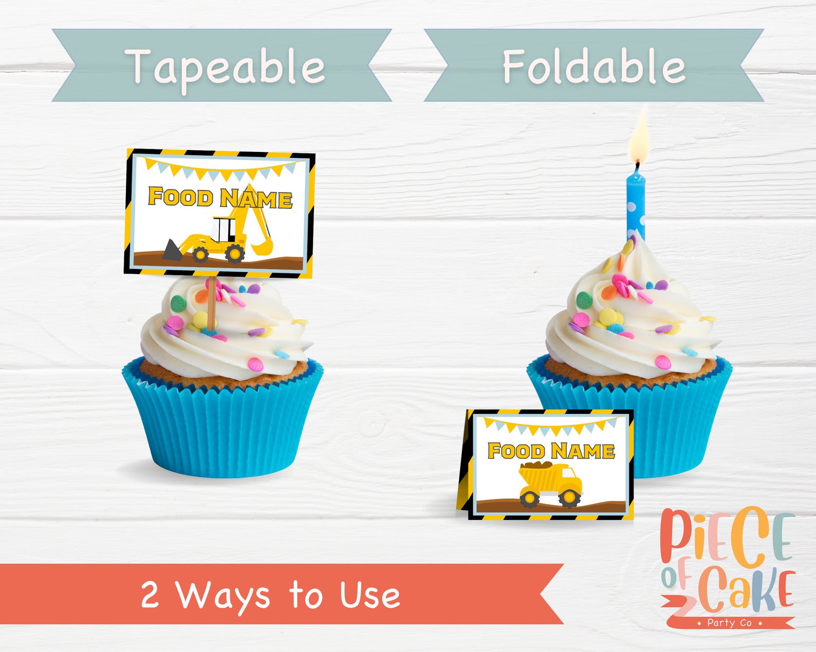 Construction Birthday Boy Food Signs, Excavator Birthday Party ...