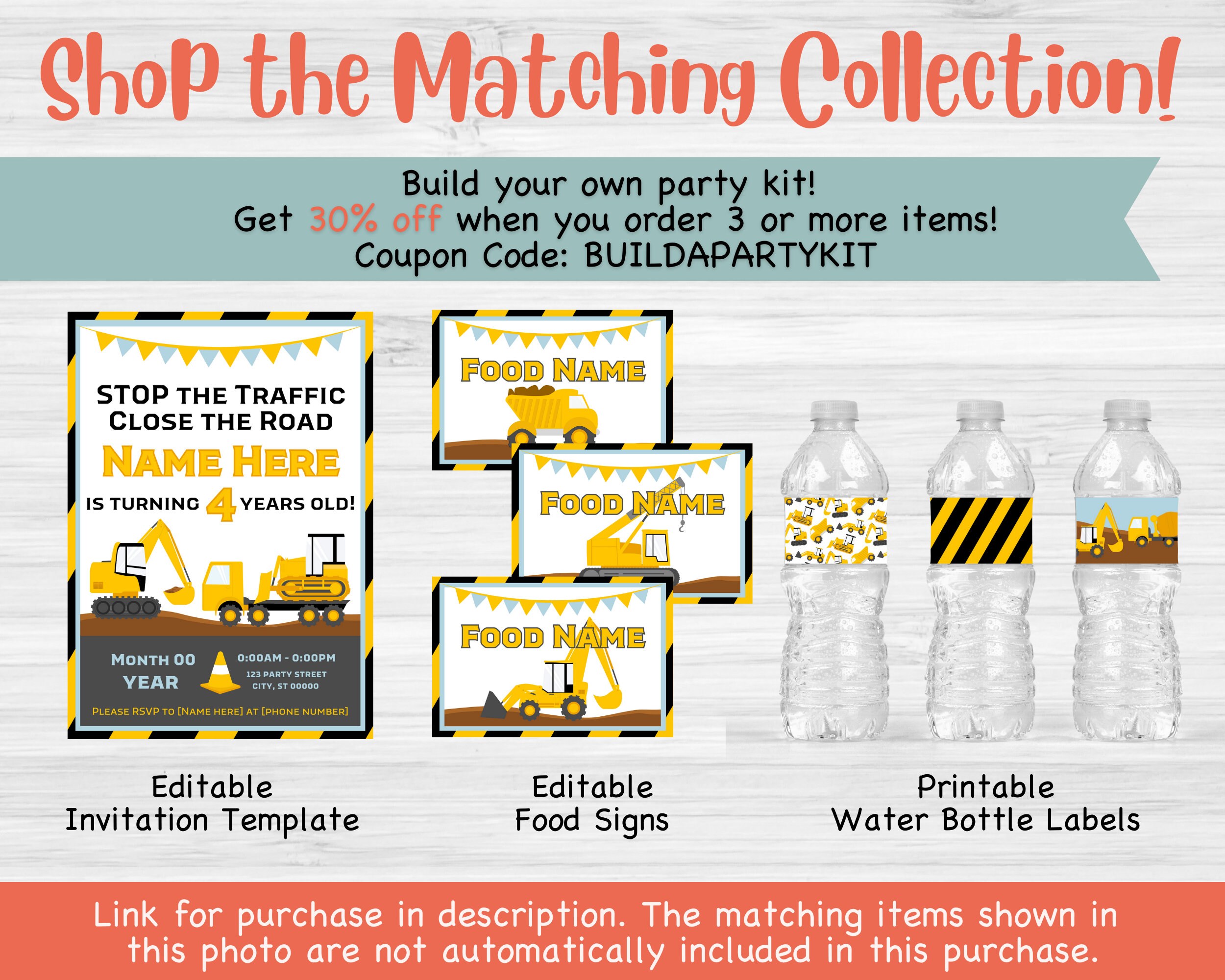 Construction Birthday Boy Food Signs, Excavator Birthday Party ...