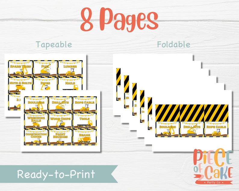 Construction Birthday Boy Food Signs, Excavator Birthday Party ...