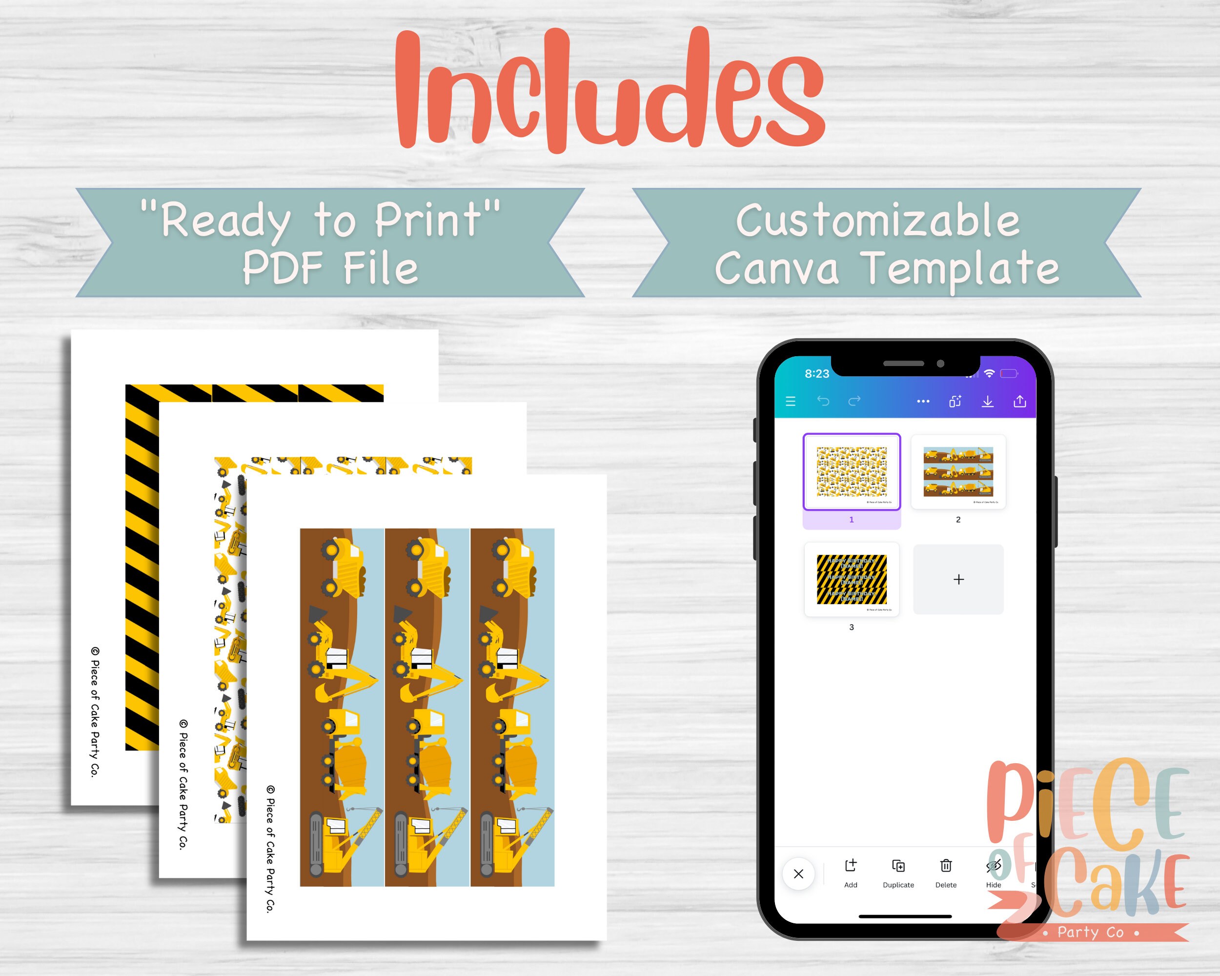 Construction Birthday Boy Water Bottle Labels, Excavator Birthday Party ...