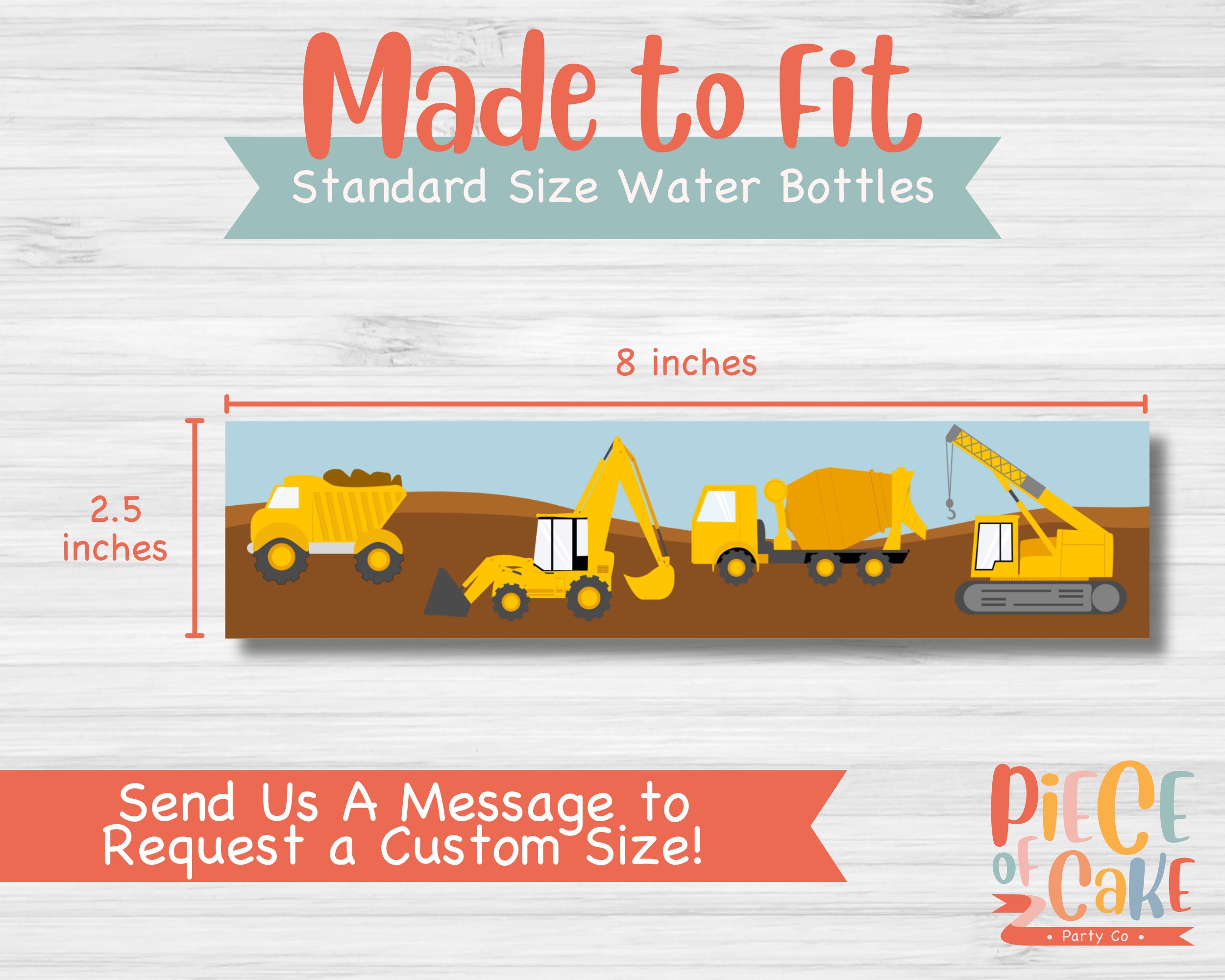 Construction Birthday Boy Water Bottle Labels, Excavator Birthday Party ...