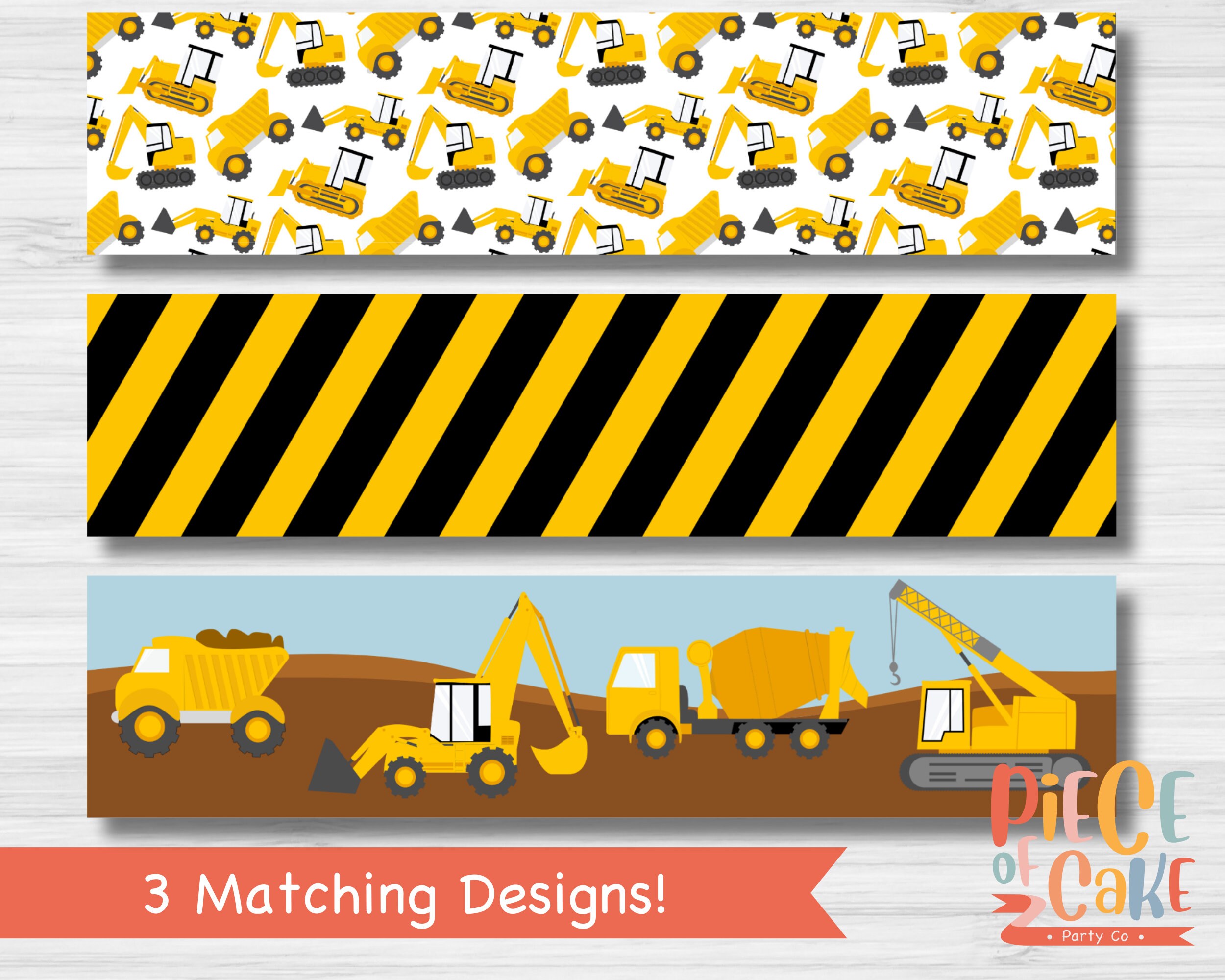 Construction Birthday Boy Water Bottle Labels, Excavator Birthday Party ...