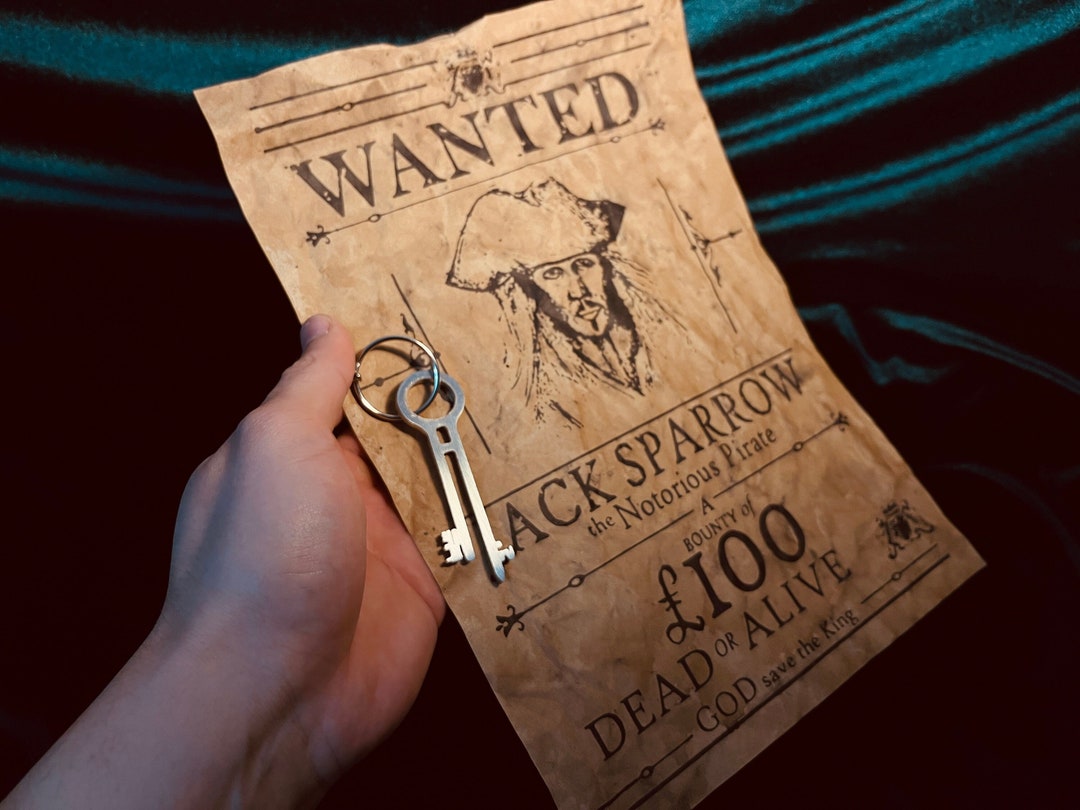 Davy Jones Key Keyring & Jack Sparrow Wanted Poster Paper - Etsy