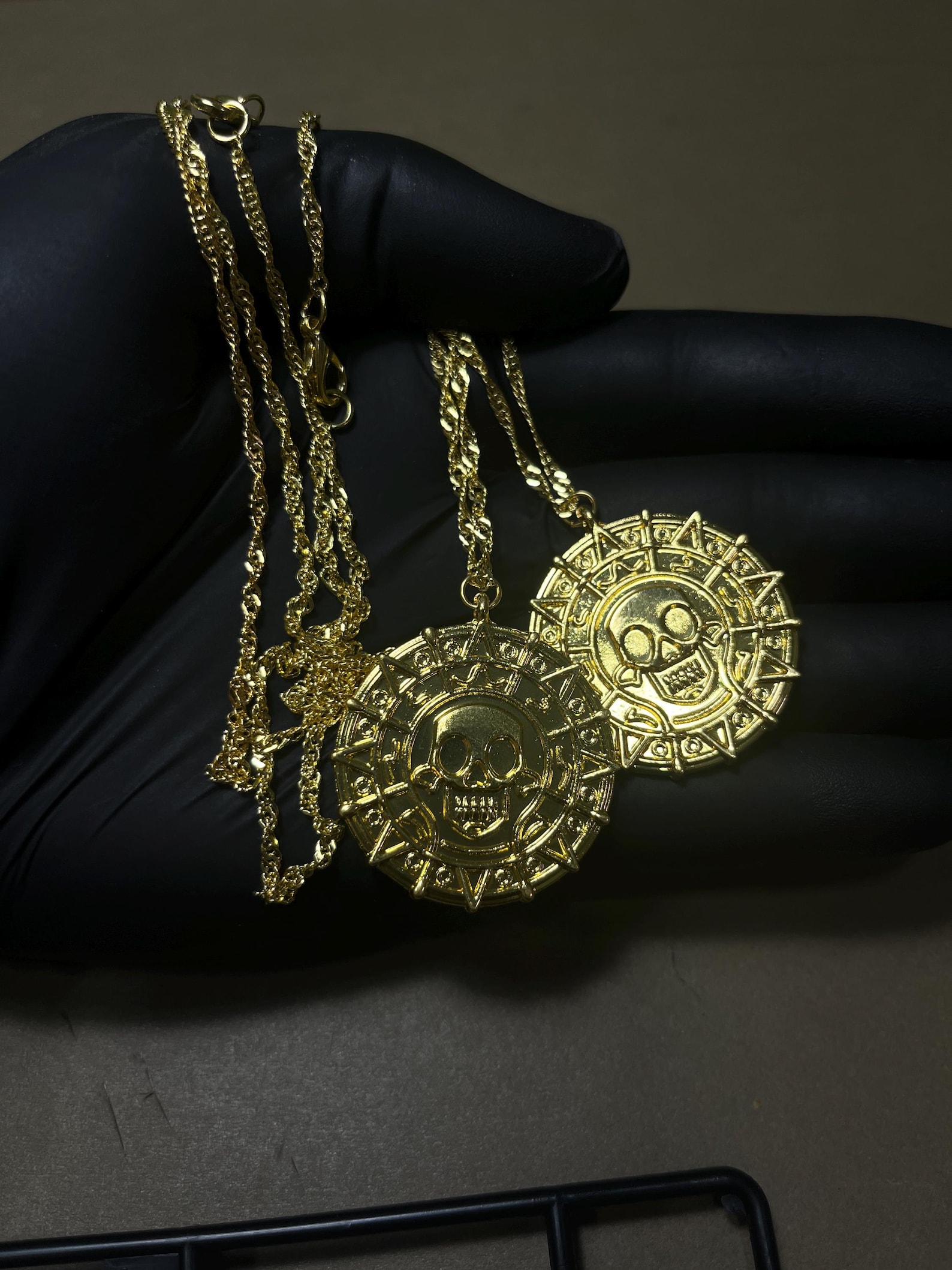 Jack Sparrow Aztec Gold Color Medallion Pendant & Davy Jones Key (SET ...