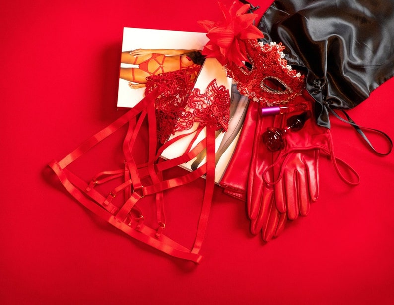 Scarlett Box Set Kinky Role Play Costume Masquerade In Red For Etsy