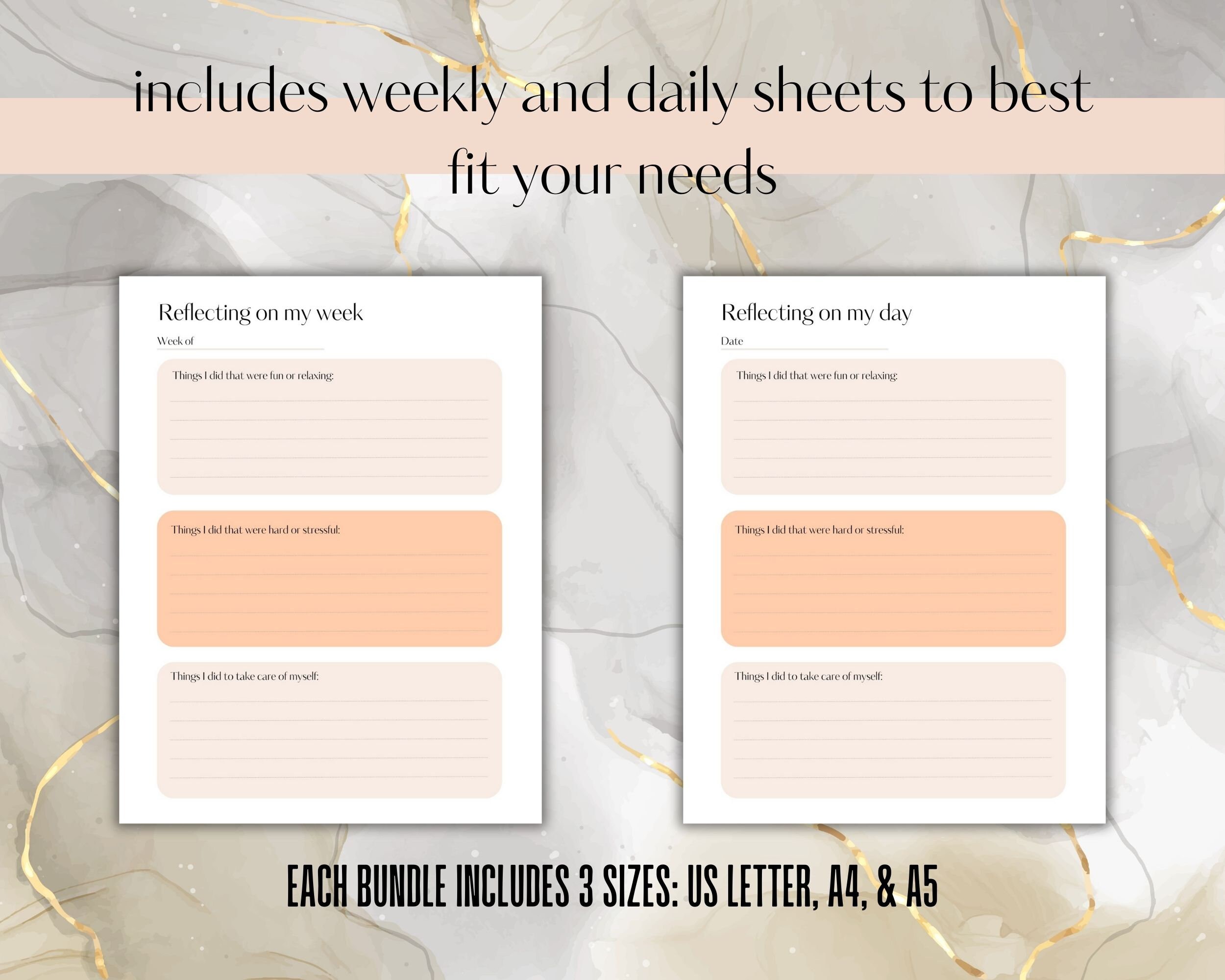 Daily and Weekly Reflection for Well-being, Self-care, Self-love ...