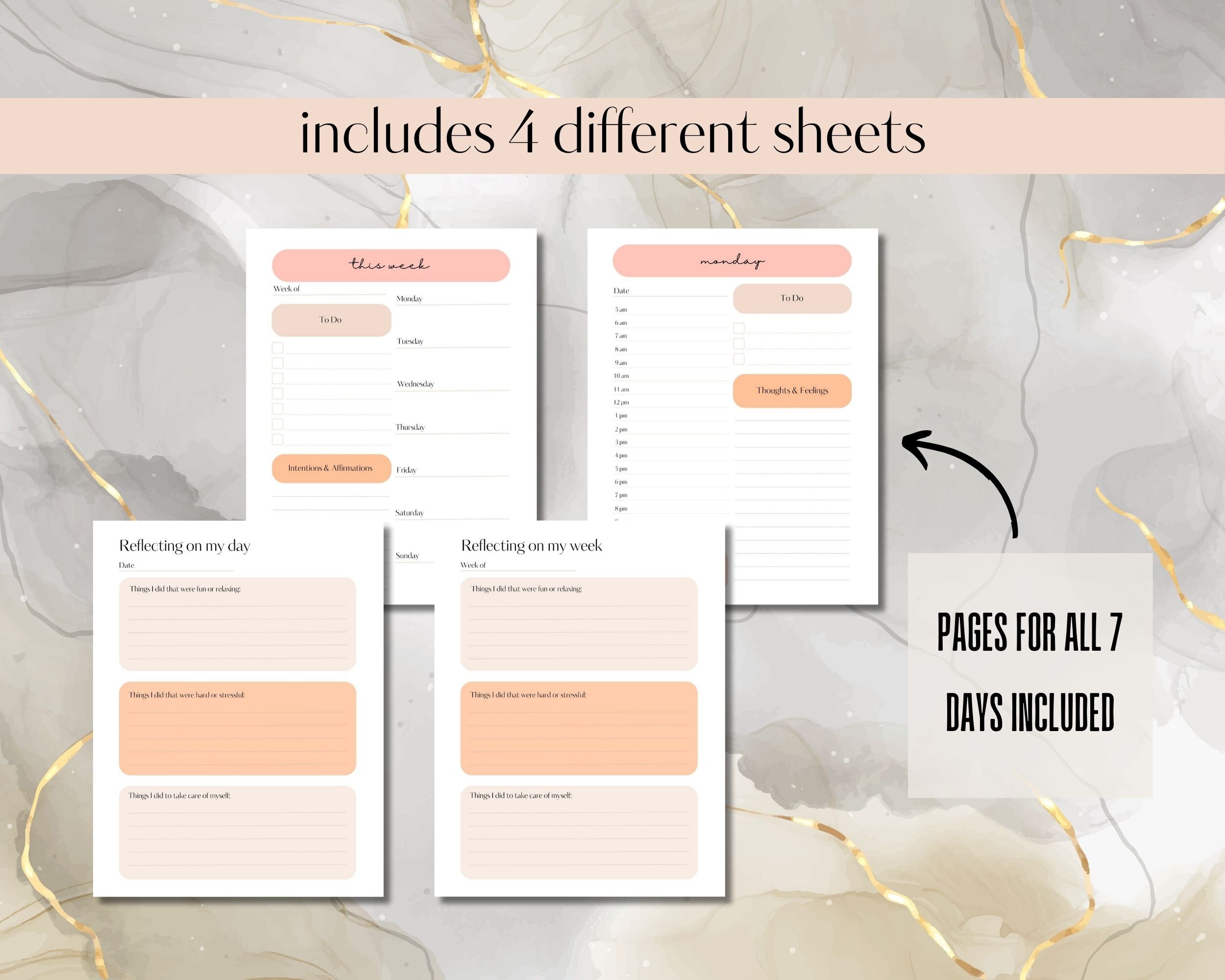 Daily and Weekly Reflection for Well-being, Self-care, Self-love ...