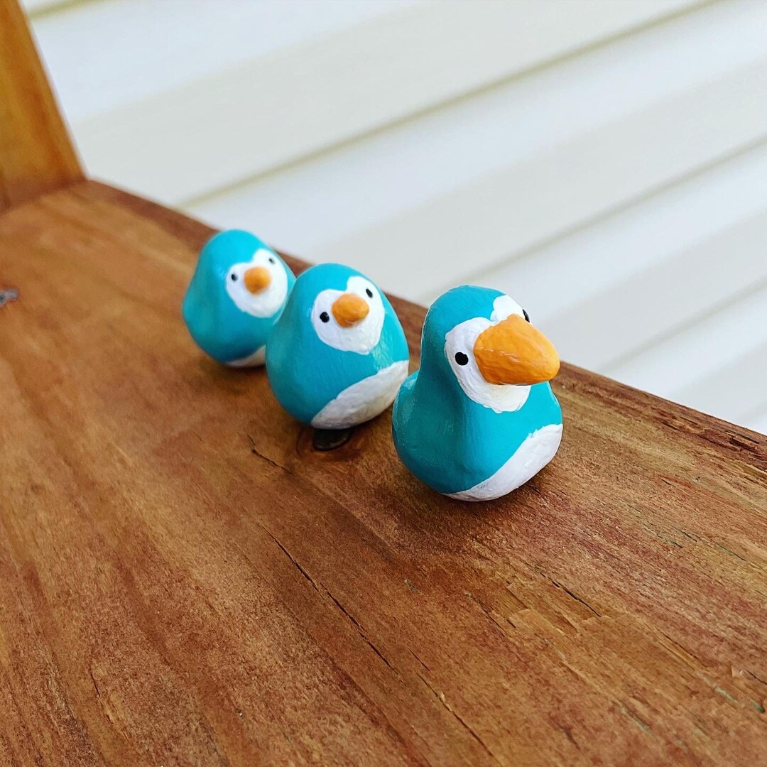 Handmade Clay Blue Bird Figures - Etsy