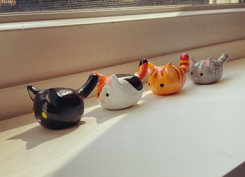 Handmade Clay Cat Figures - Etsy