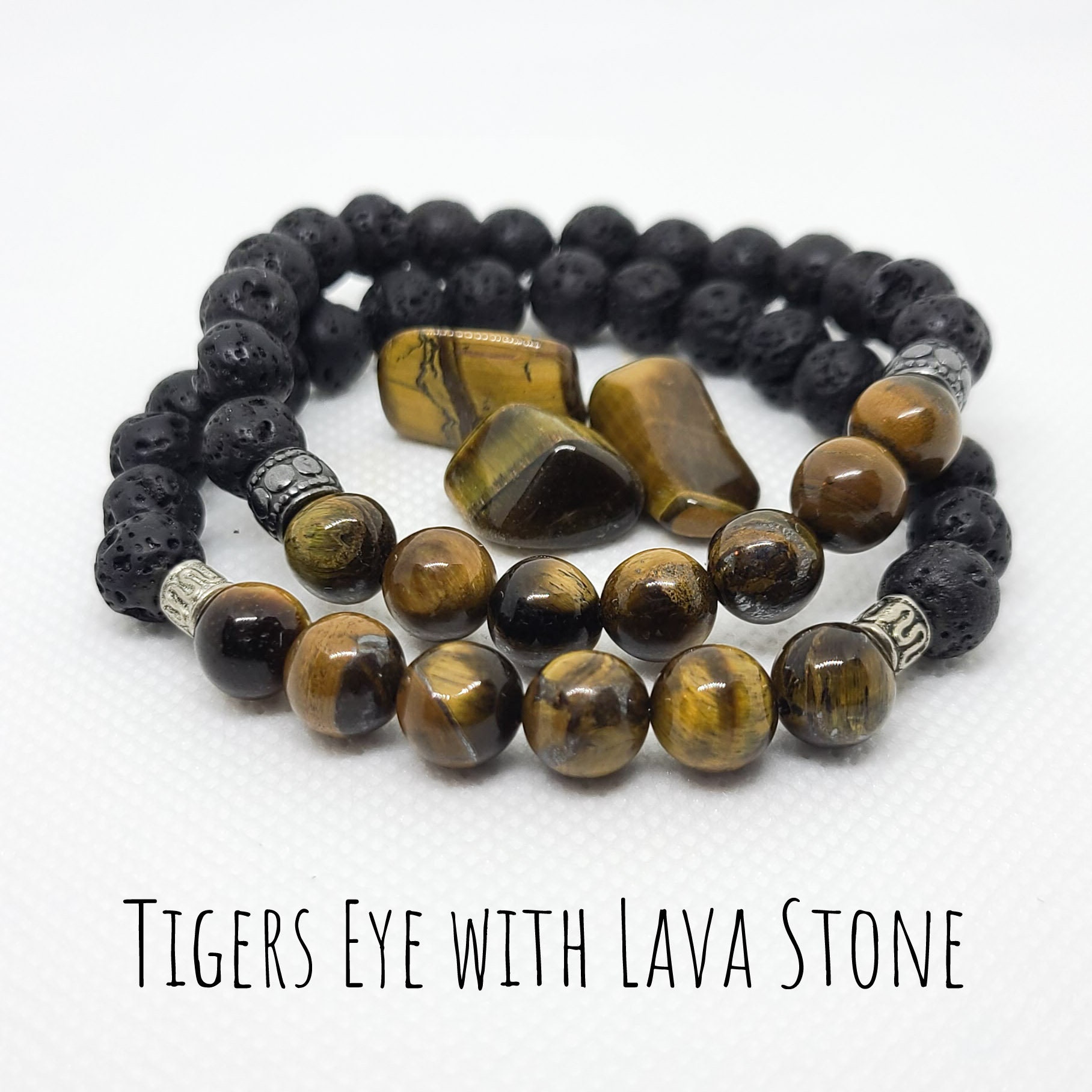 Tigers Eye With Lava Stones - Etsy