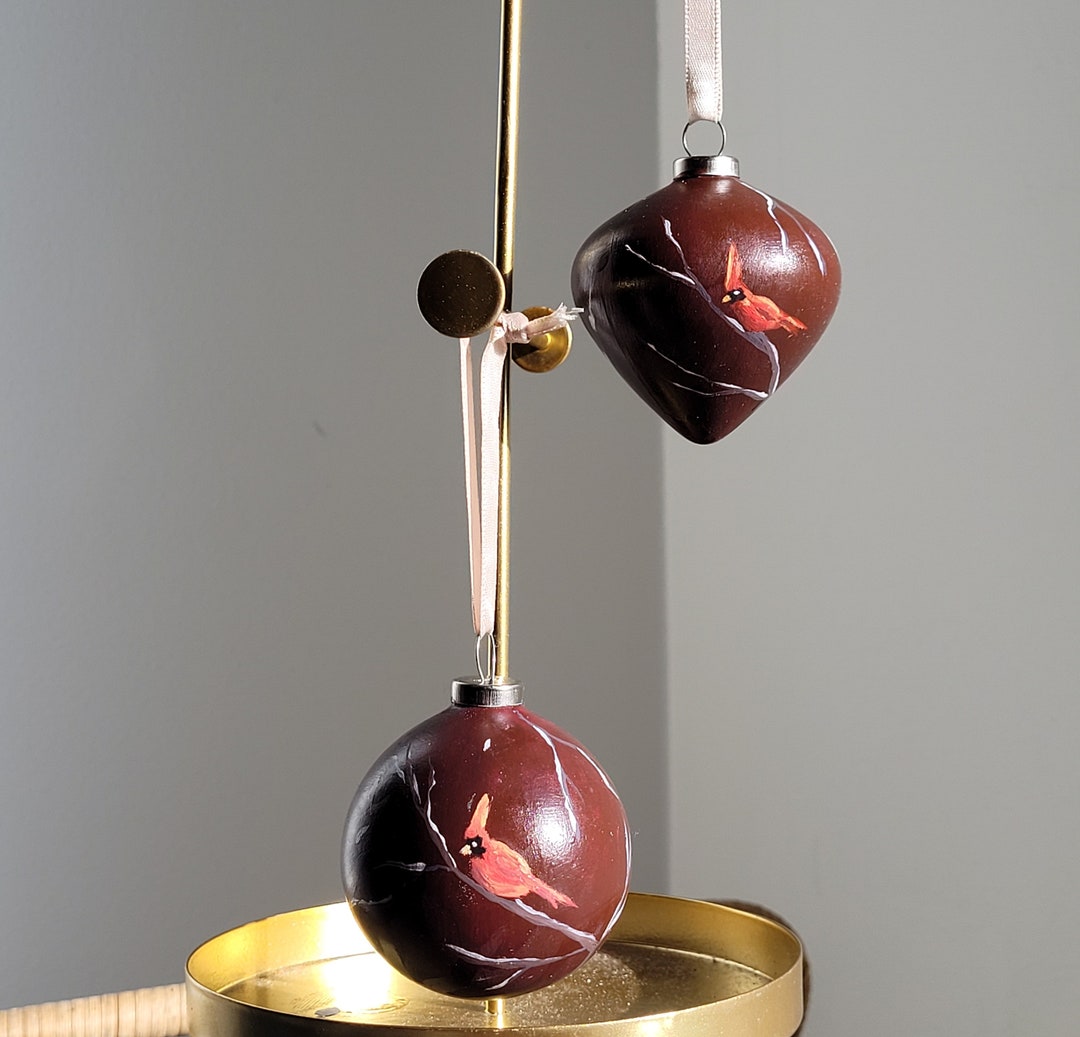 Cardinal Handpainted Ceramic Ornament Christmas Bauble Scandinavian ...