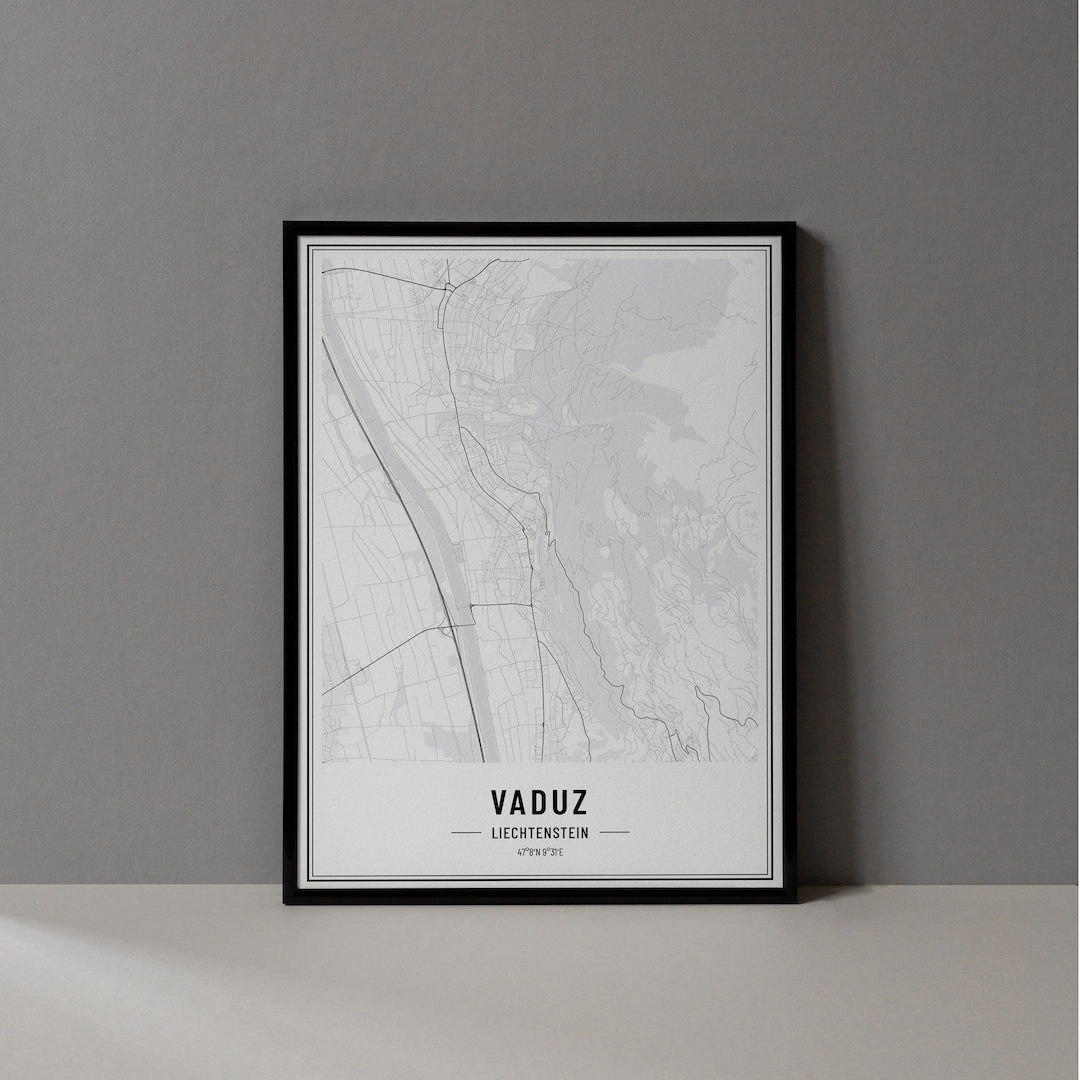Vaduz Liechtenstein Map Digital Print, Vaduz Map Poster, Vaduz Map Wall ...