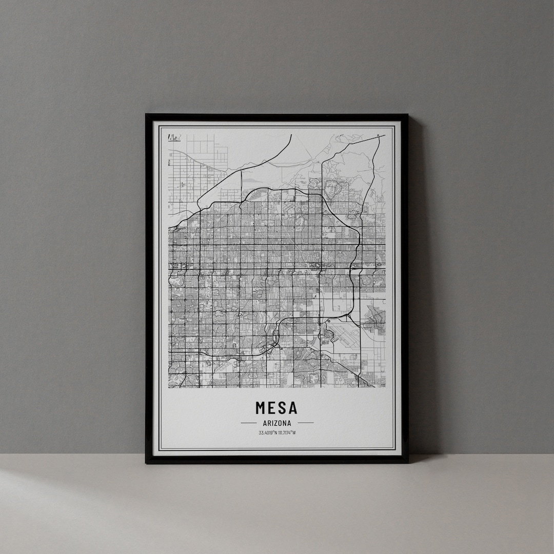 Mesa Arizona Map Digital Print, Mesa Arizona Map Poster, Mesa Arizona ...