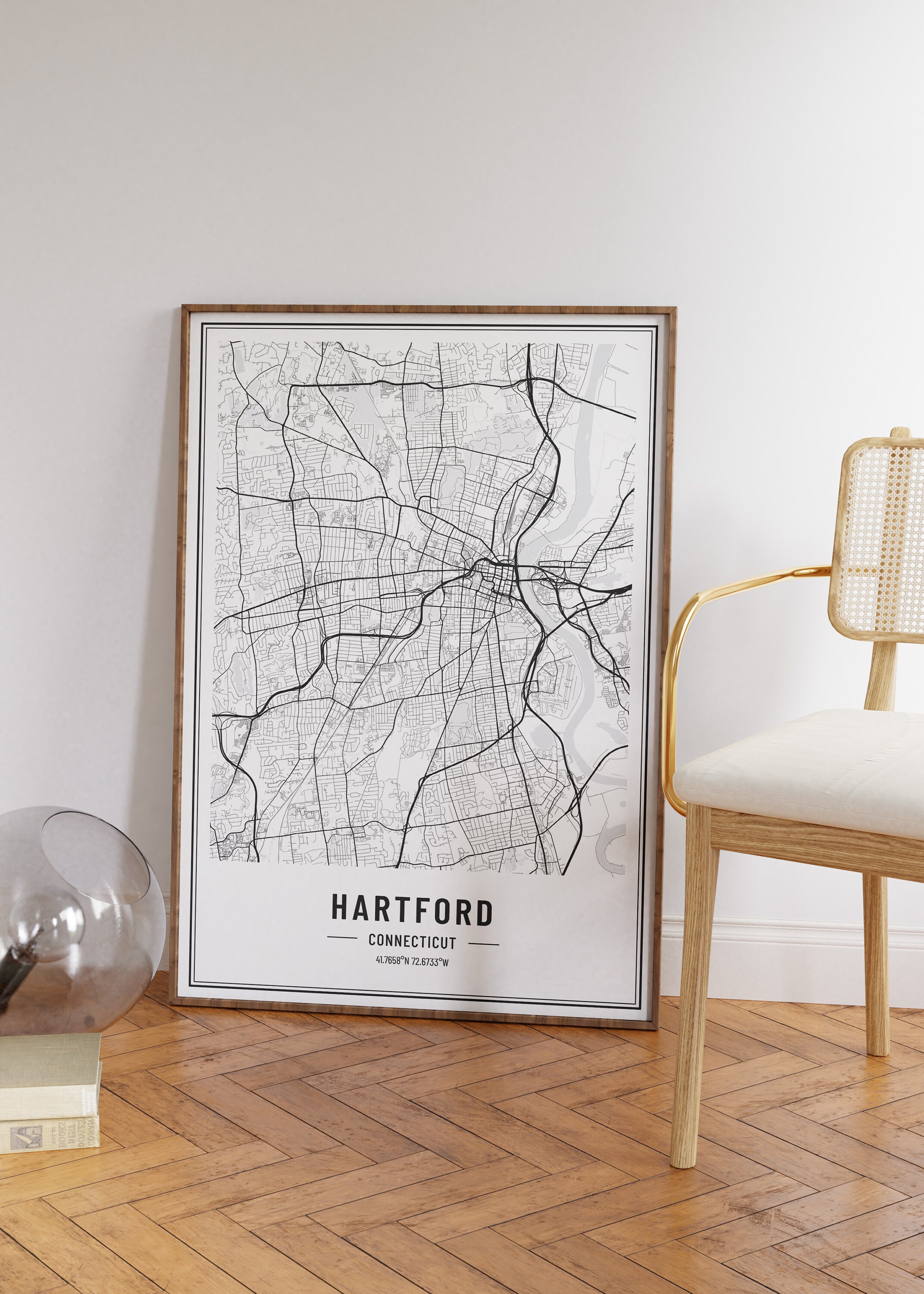 Hartford Connecticut Map Digital Print, Hartford CT Map Poster ...