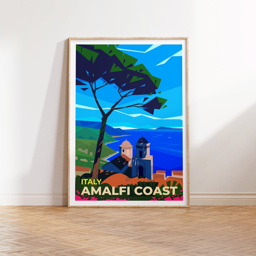 Amalfi Coast Travel Poster, Amalfi Coast Italy Wall Art, Amalfi Coast ...