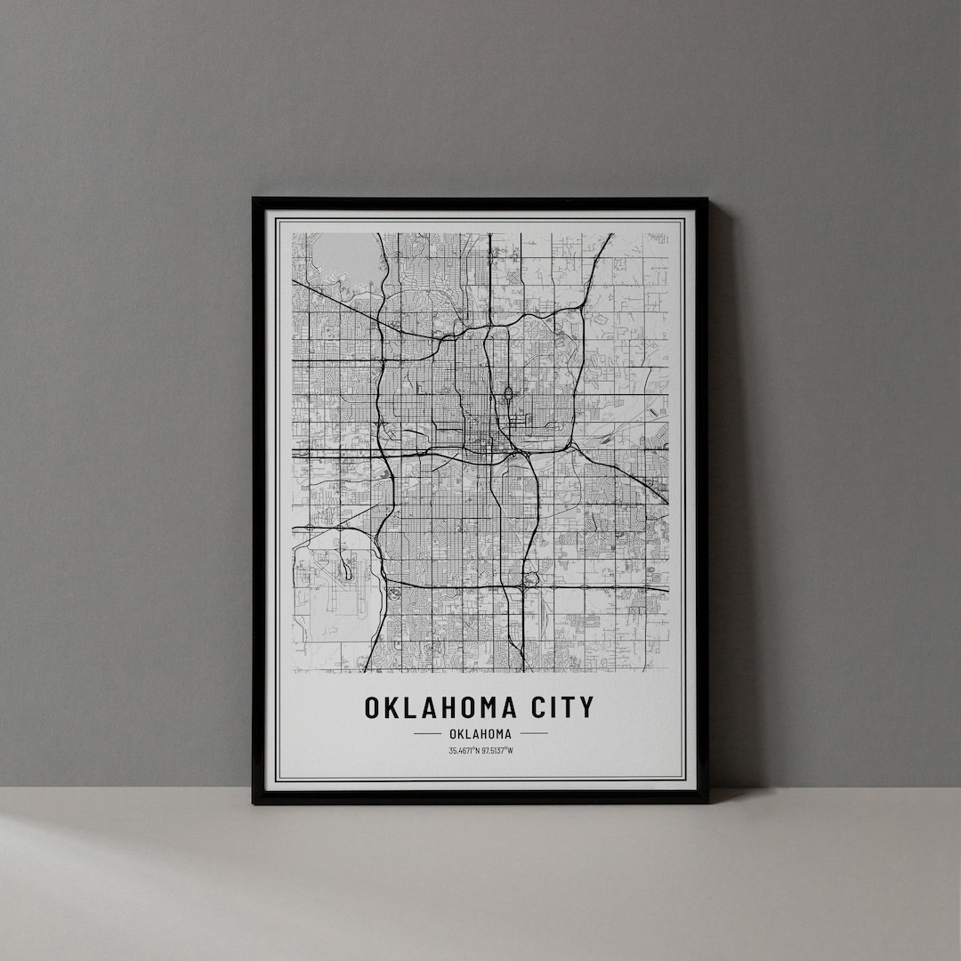 Oklahoma City Map Digital Print, Oklahoma City Map Poster, Oklahoma ...
