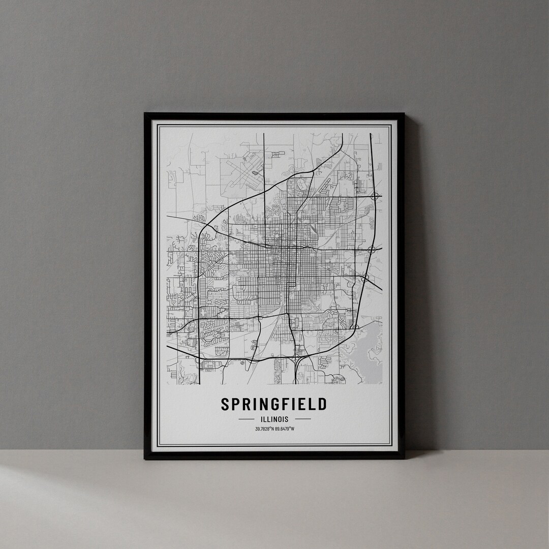 Springfield Illinois Map Digital Print, Springfield Map Poster ...