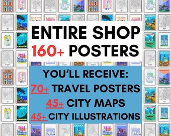 Watercolor Travel Prints Touristic Gallery Set Vacation City - Etsy