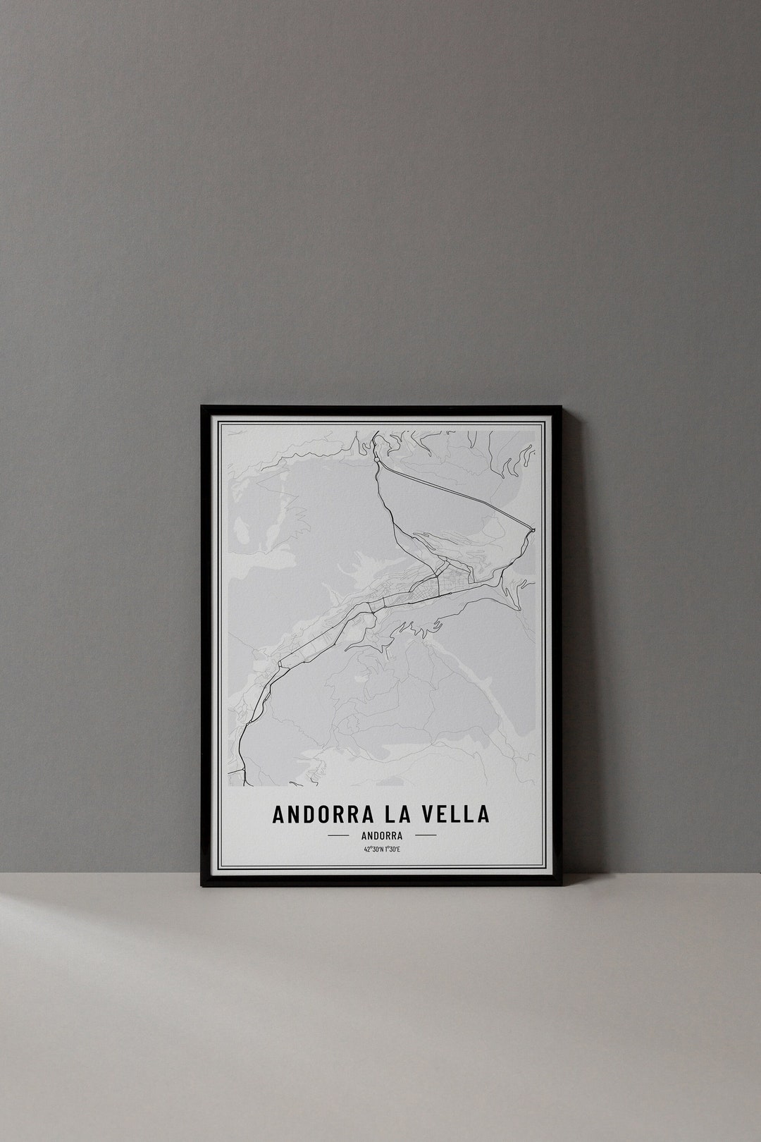 Andorra La Vella Map Digital Print, Andorra La Vella City Map Poster ...