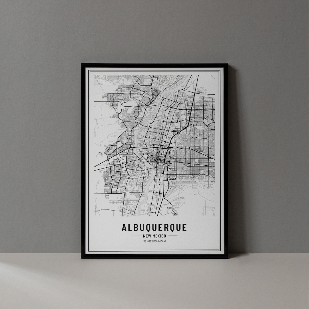 Albuquerque New Mexico Map Digital Print, Albuquerque Map Poster, New ...
