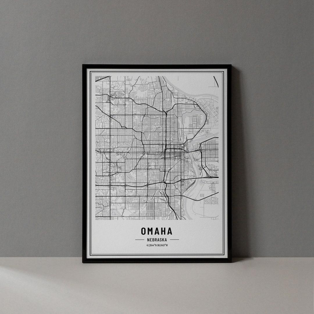 Omaha Nebraska Map Digital Print, Omaha Map Poster, Omaha Nebraska Wall ...