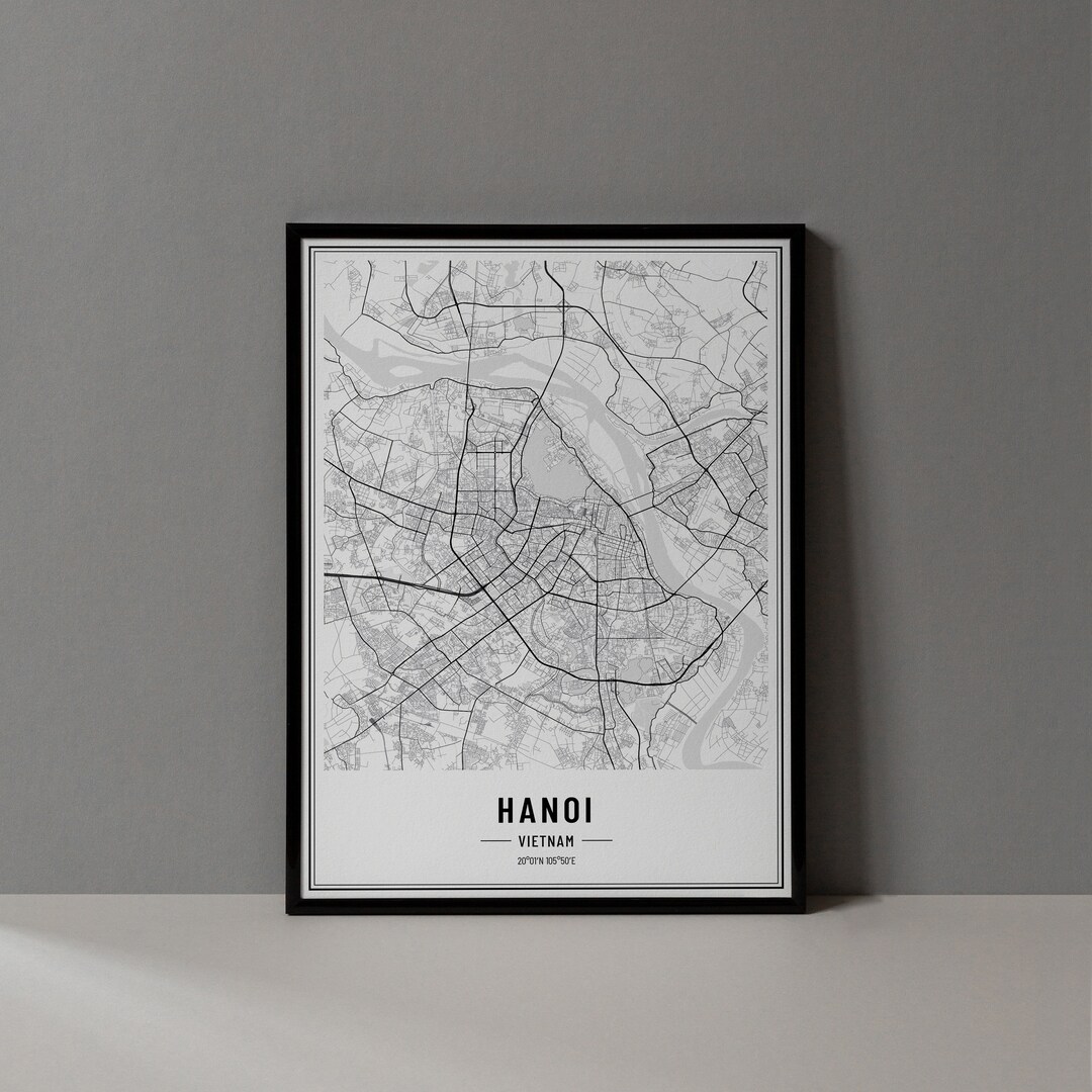 Hanoi Vietnam Map Digital Print, Hanoi Vietnam Map Poster, Hanoi Map ...