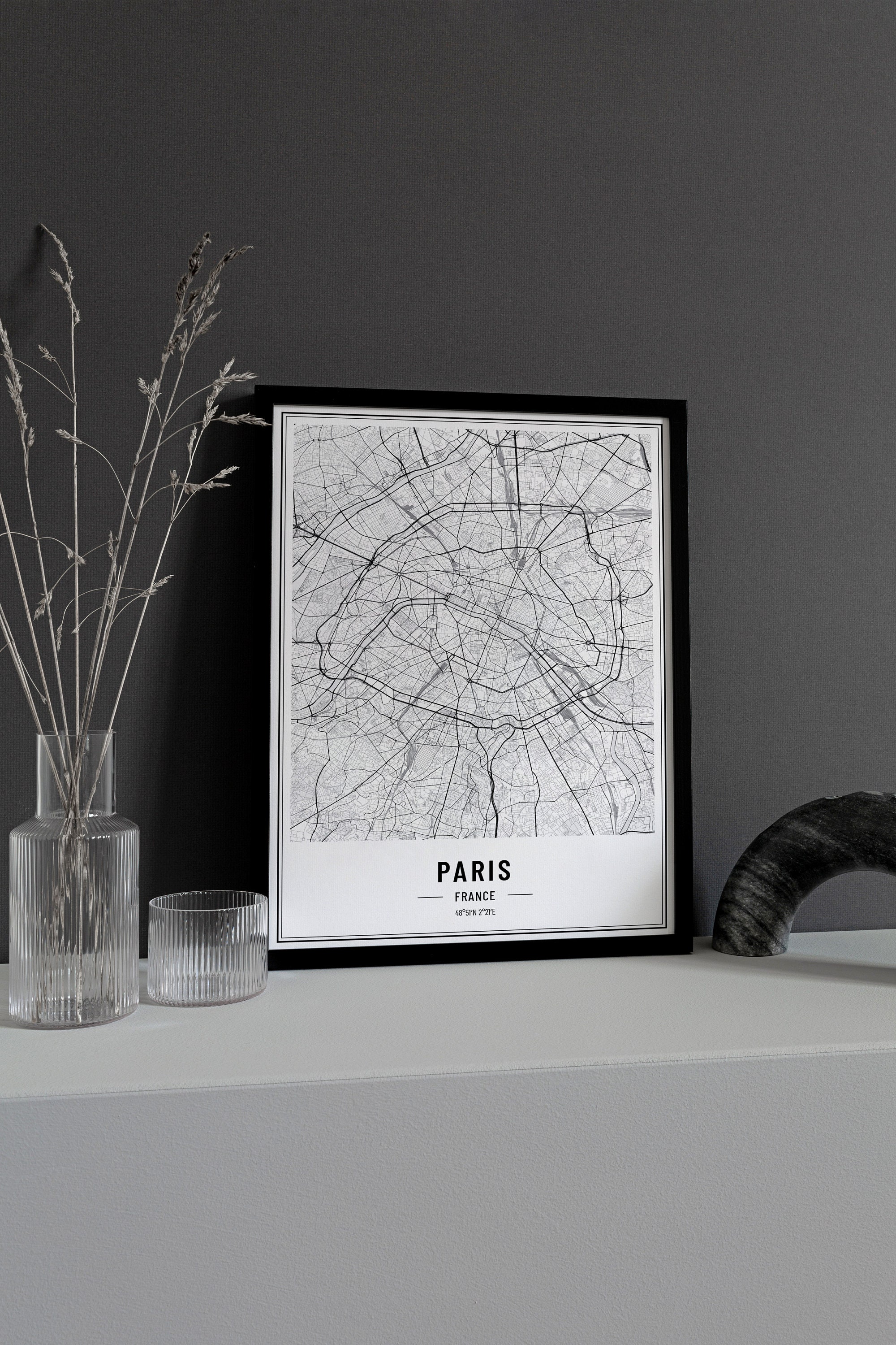 Paris France Map Digital Print, Paris Map Poster, Paris Map Wall Art ...