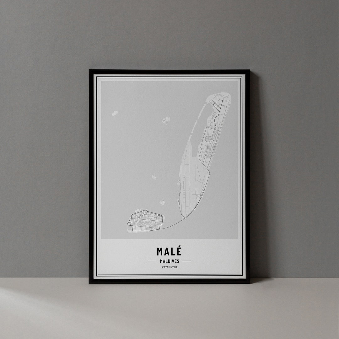 Male Maldives Map Digital Print, Male Maldivesmap Poster, Male Maldives ...