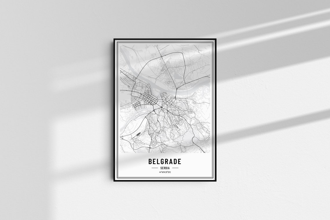 Belgrade Serbia Map Digital Print, Belgrade Map Poster, Belgrade Map ...